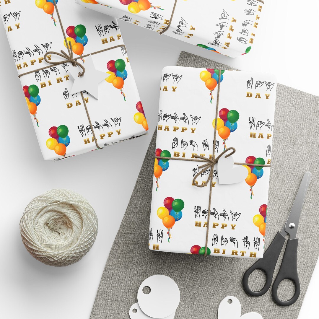 Sign Language Happy Birthday Custom Design Wrapping Paper Hearing ...