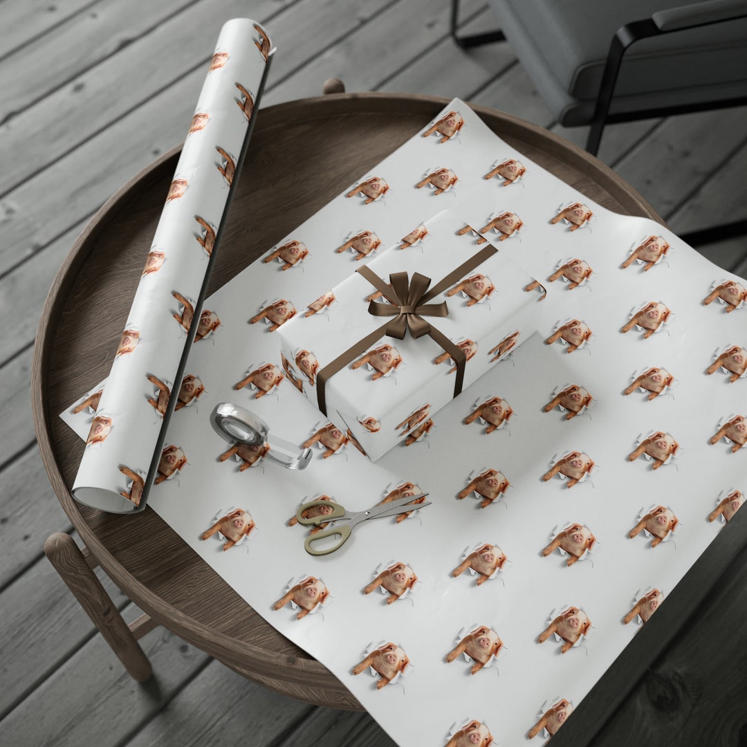 Pig Breaking Through Wrapping Paper Pet Pig Animal Lover Gift Packaging ...