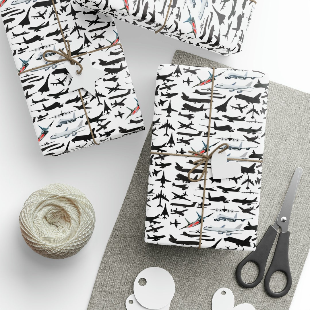 Airplane Aviation Custom Design Wrapping Paper Aeronautics Flying ...