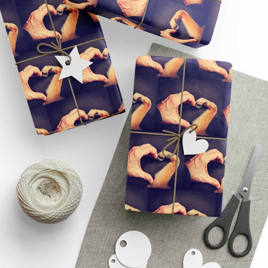 Human Hand and Dog Paw Heart Custom Design Wrapping Paper - Etsy