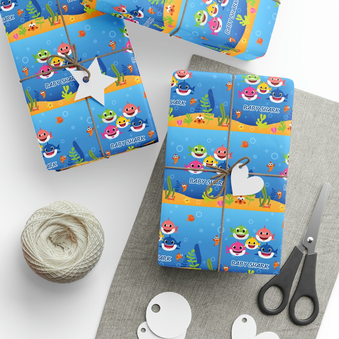 Baby Shark Custom Design Wrapping Paper Fun Kid Adult Gag Birthday ...