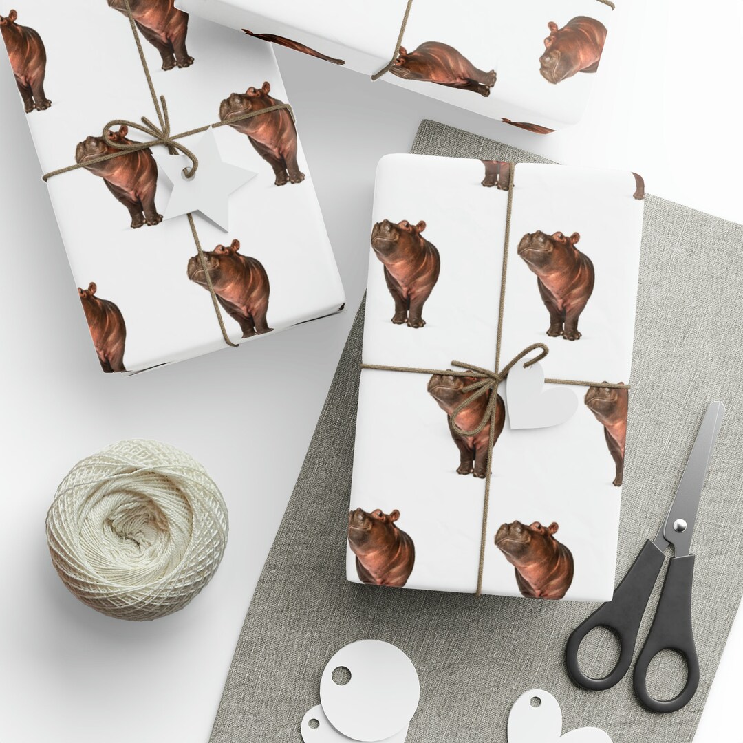 Cuddly Hippopotamus Calf Custom Design Wrapping Paper Fun Whimsical ...