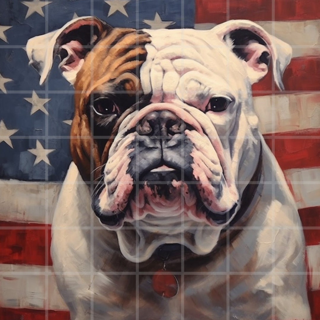 Patriotic Bulldog PNG: American Flag Sublimation Design (digital ...