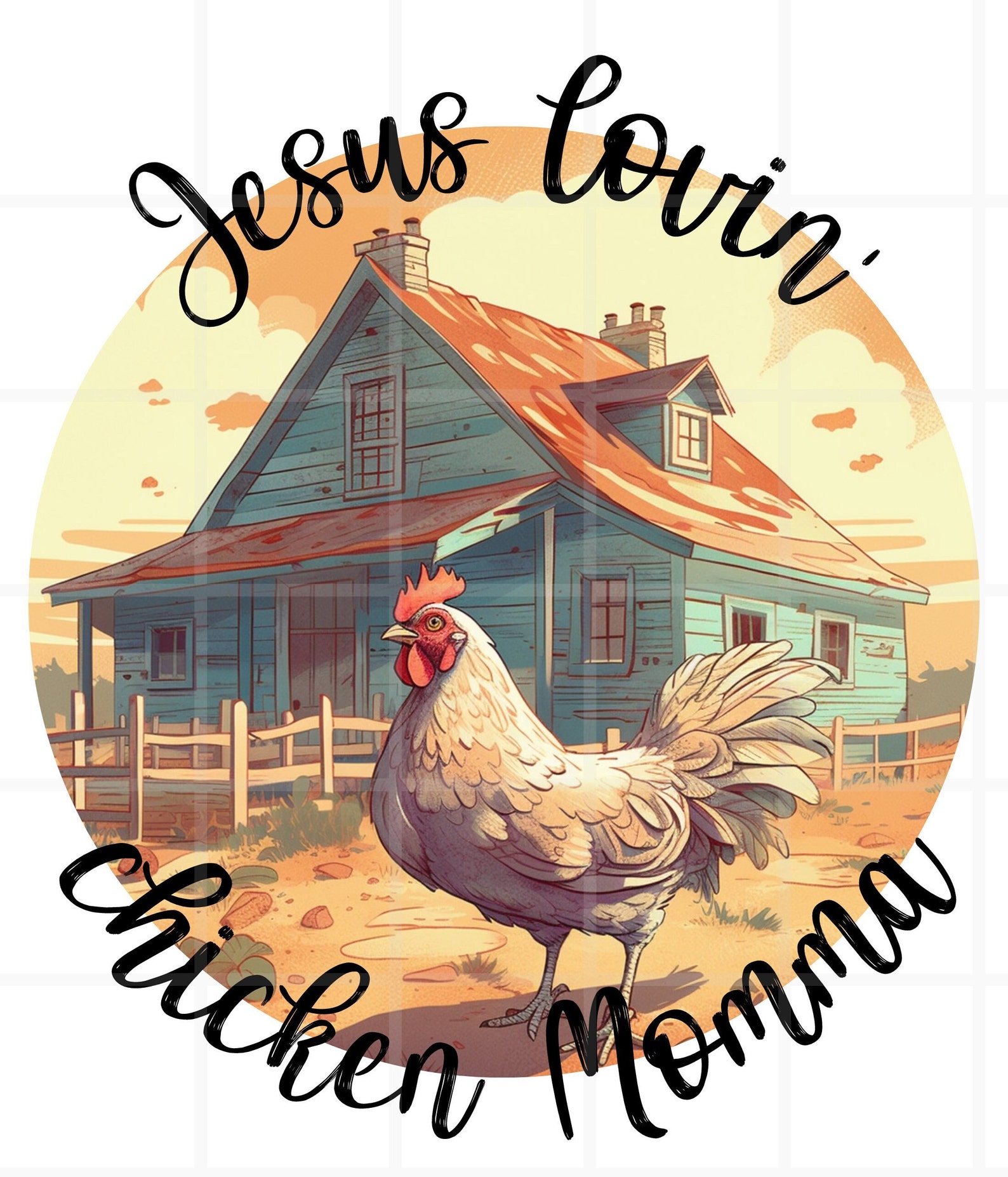 Christian Chicken PNG, Jesus Lovin Chicken Momma is a Retro Design ...