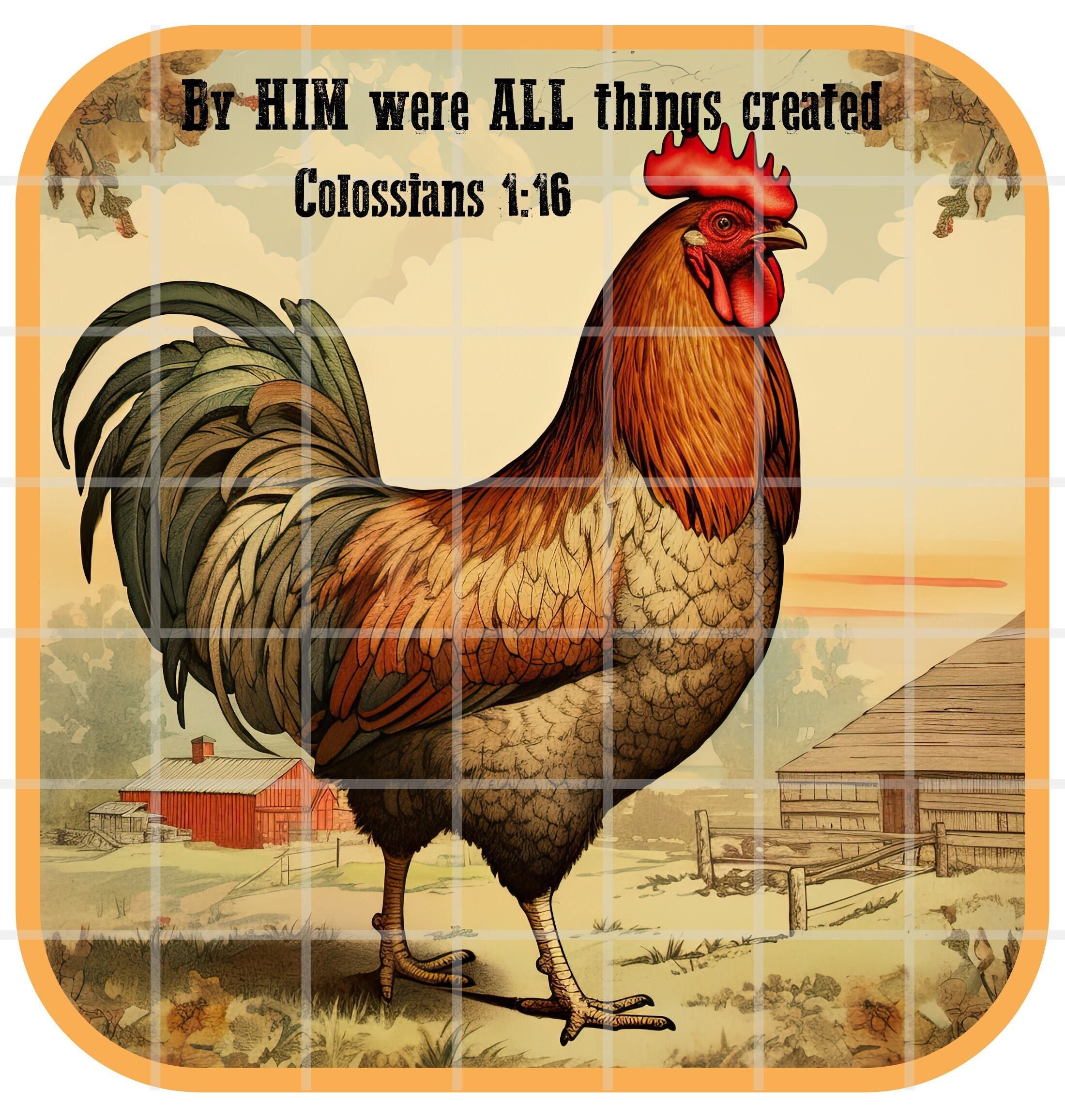Christian Chicken PNG, Retro Chicken Bible Scripture Png, by Him, Jesus ...