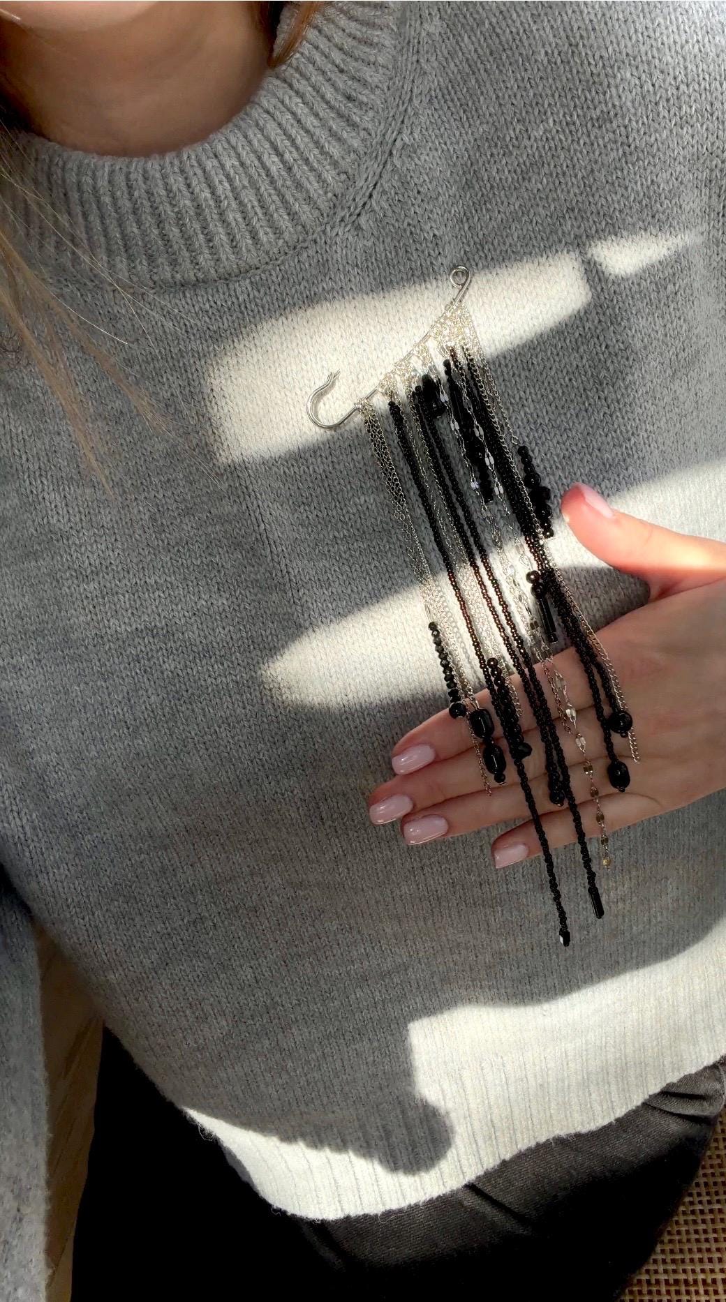 Safety Pin Brooch With Chain, a Stylish Brooch for a Coat, a ...