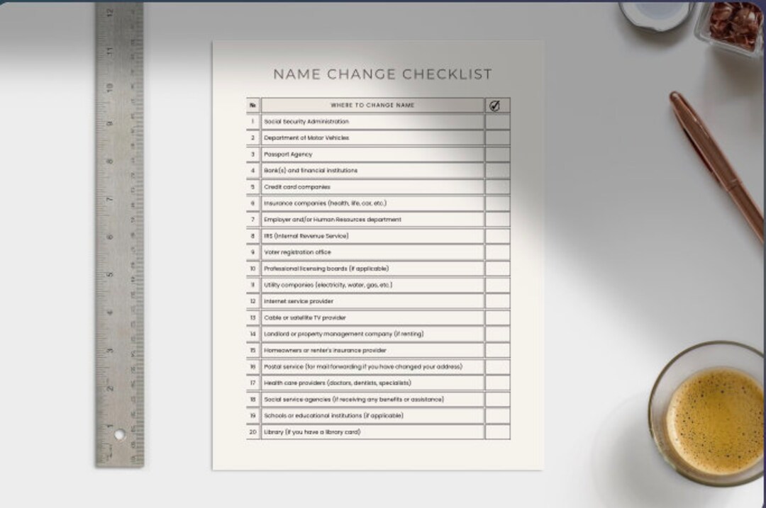 Name Change Checklist 2 Pages: Your Ultimate Checklist for Updating ...
