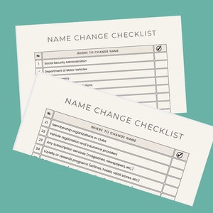 Name Change Checklist 2 Pages: Your Ultimate Checklist for Updating ...