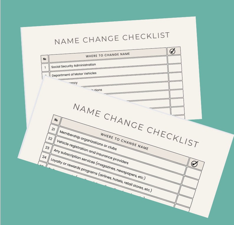 Name Change Checklist 2 Pages: Your Ultimate Checklist for Updating ...
