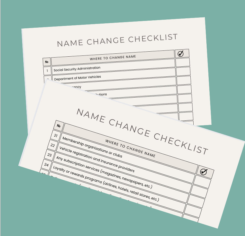 Name Change Checklist 2 Pages: Your Ultimate Checklist for Updating ...