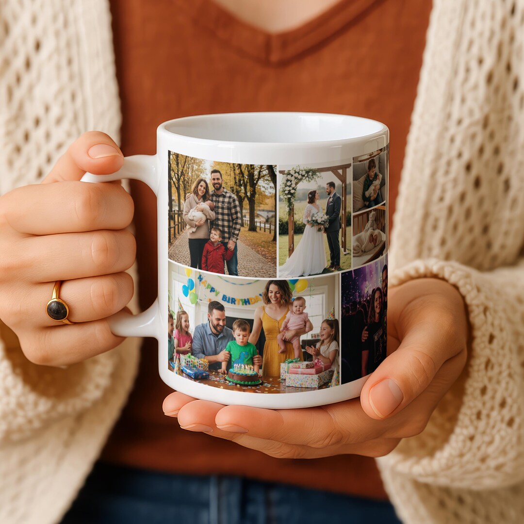 Photo Collage Mug | Custom Ceramic Photo Grid Mug - Etsy