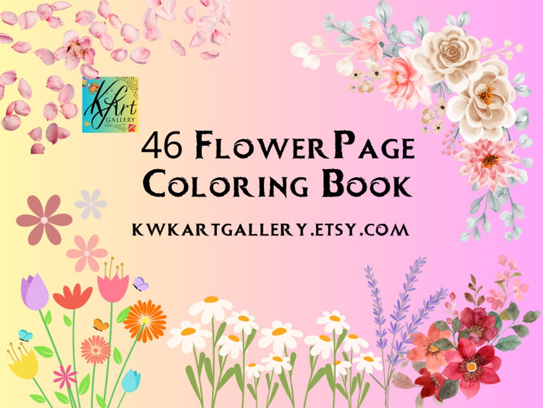 Floral Watercolor Coloring Book | Flowers Handmade Illustration Pages ...