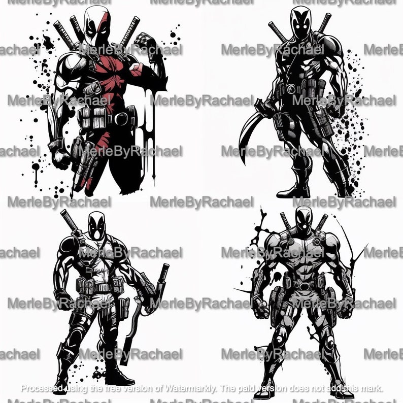 Bundle 20 Deadpool Digital Vector SVG for DIY Cricut Laser Engraving ...