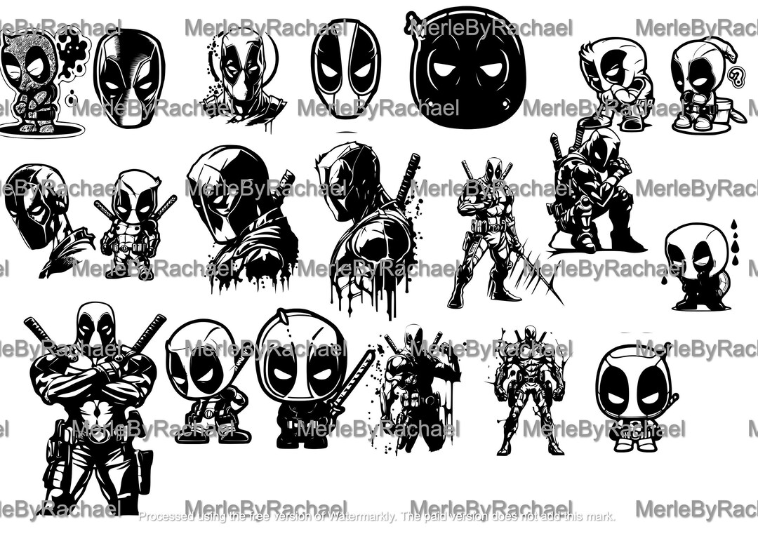 Bundle 20 Deadpool Digital Vector SVG for DIY Cricut Laser Engraving ...