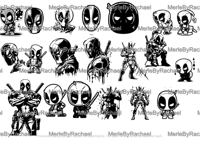 Bundle 20 Deadpool Digital Vector SVG for DIY Cricut Laser Engraving ...