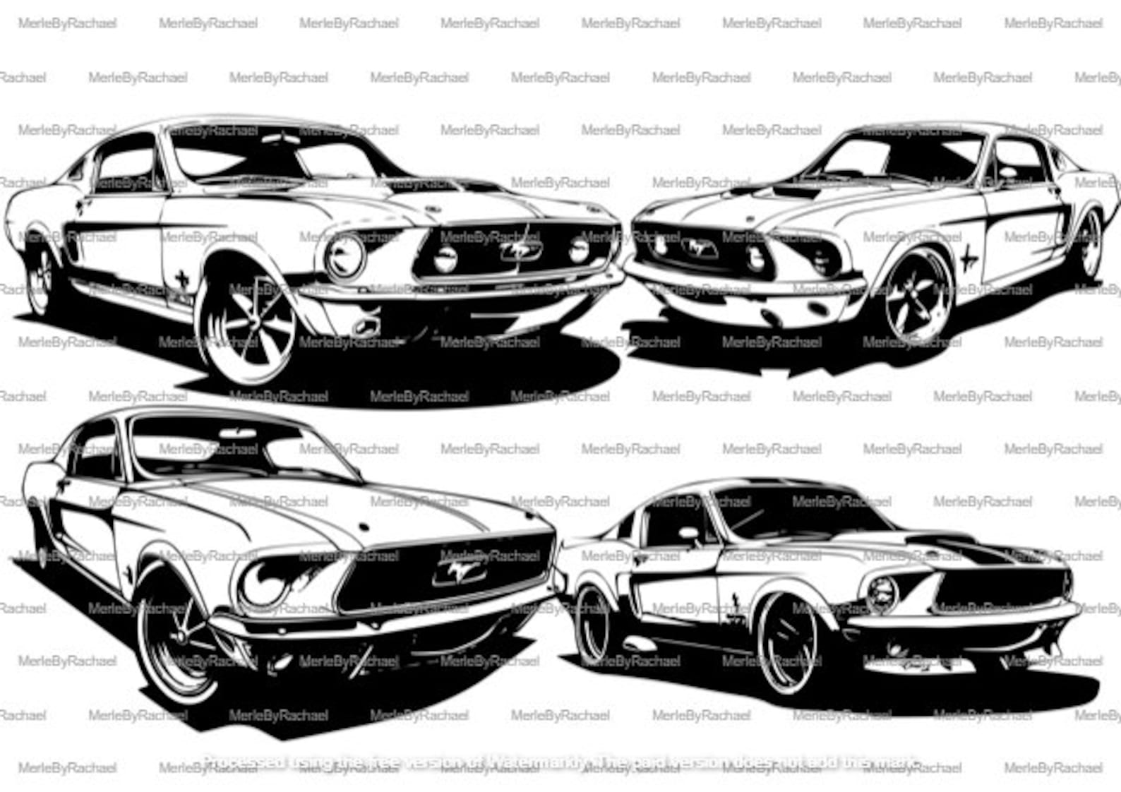 Ford Mustang Bundle Vector of 4 SVG Images | Digital Download | Classic ...
