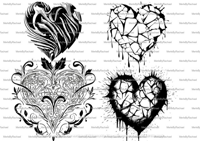 Heart Designs Bundle of 4 Vector SVG Images | Digital Download | Love ...
