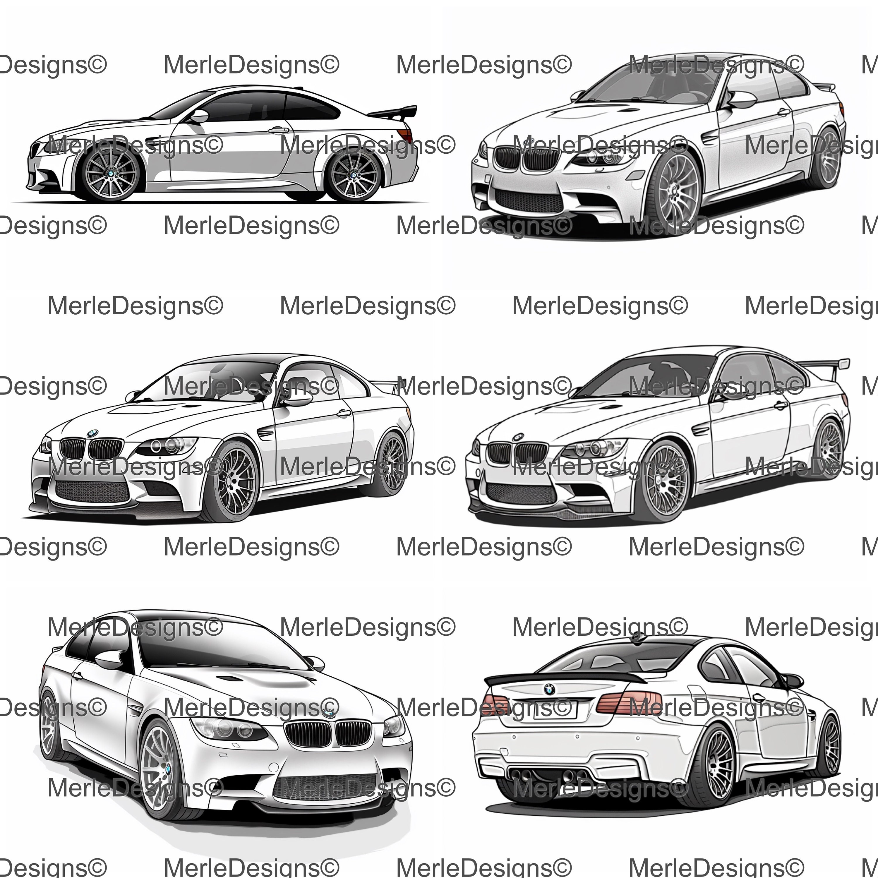 BMW E92 M3 Bundle of 6 Vector SVG Images | Digital Download | High ...