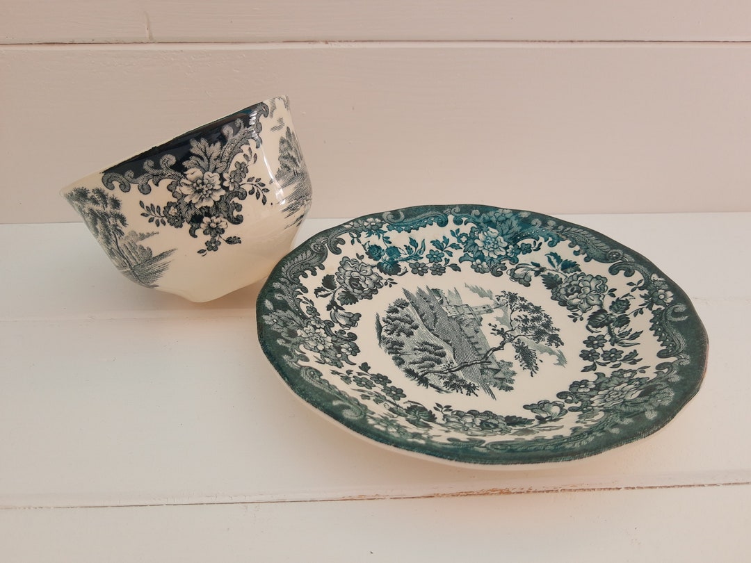 Duo Palissy Staffordshire Avon Scenes A Royal Worcester England Vintage ...