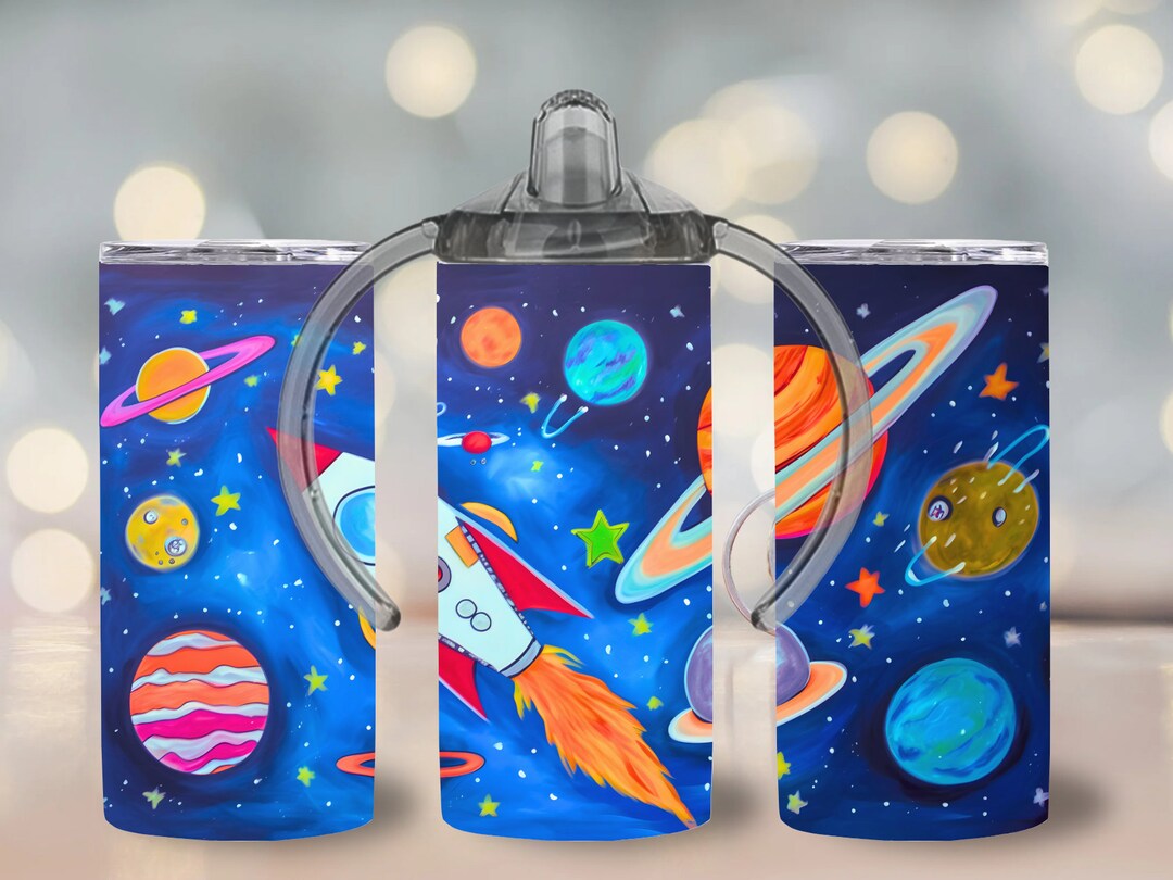 12 Oz Blue Space Sippy Cup, Dual Lids, Kids Tumbler, Sippy Cup for ...