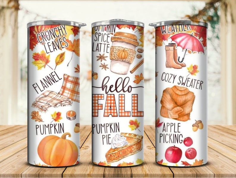 Digital Download- Hello Fall 20 Oz Tumbler Wrap- Sublimation- PNG and ...