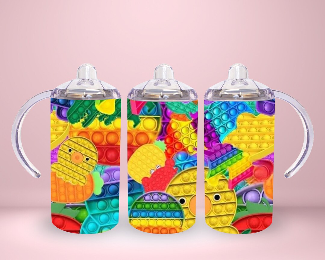 12 Oz Cute Fidget Sippy Cup, Double Lids, Kids Tumbler, Sippy Cup for ...