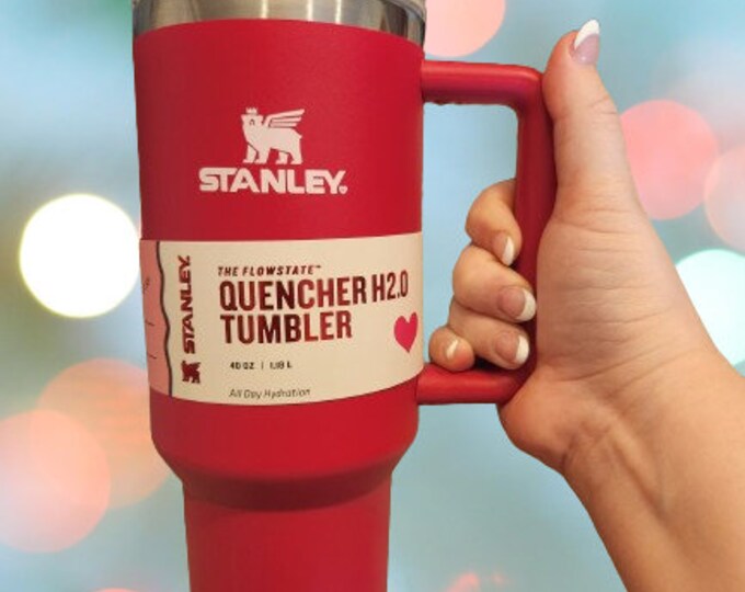 40 Oz Stanley Style Mug rose Red With Comfortable Handle, Powder Coated ...