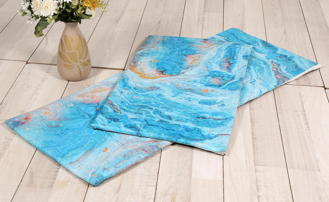 Rani Home Collection Blue Marble Kitchen Mat - High Quality Anti ...