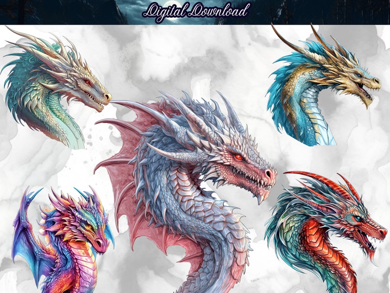 Dragon Clipart, Commercial Use, PNG 300 DPI for Digital Download ...