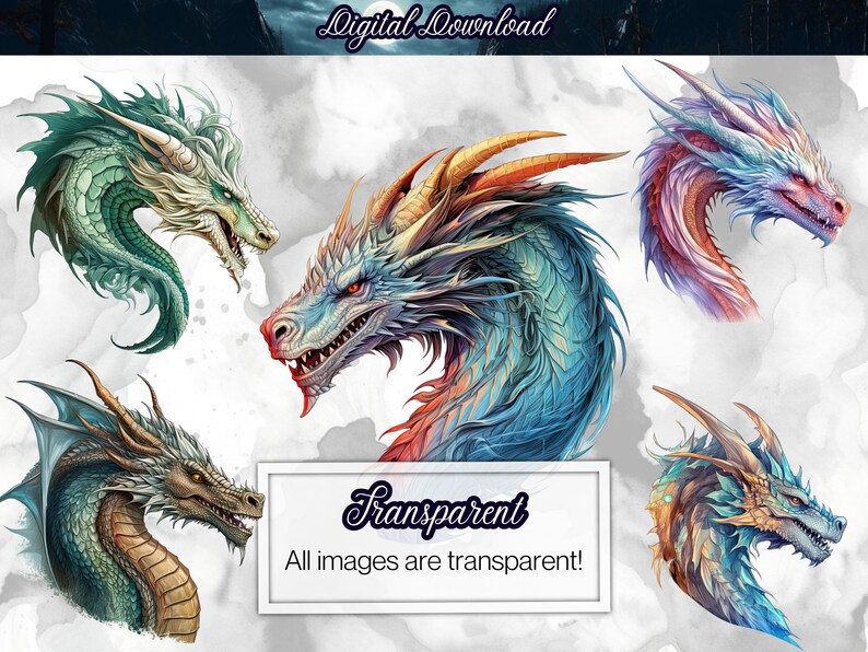 Dragon Clipart, Commercial Use, PNG 300 DPI for Digital Download ...