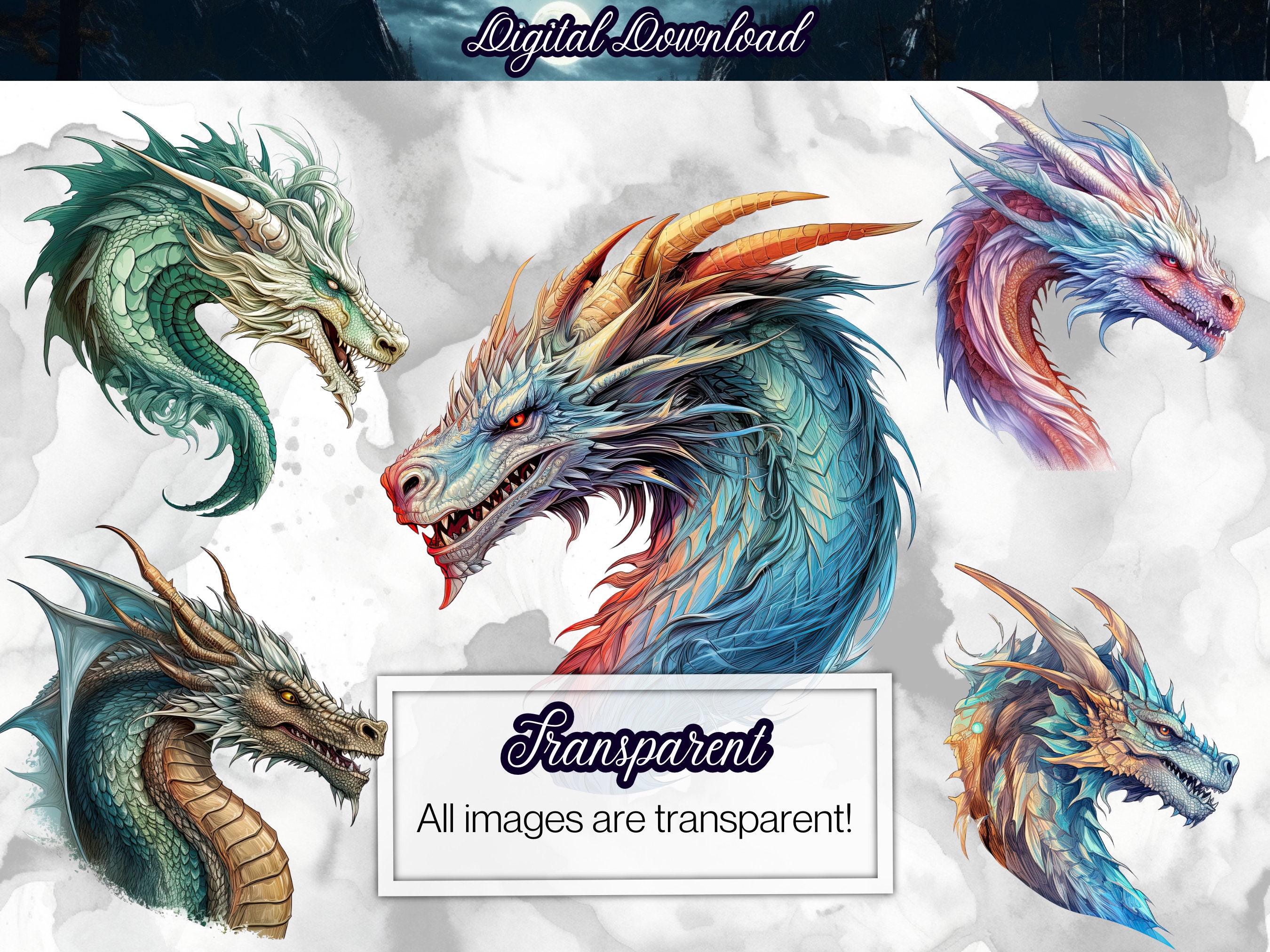 Dragon Clipart, Commercial Use, PNG 300 DPI for Digital Download ...