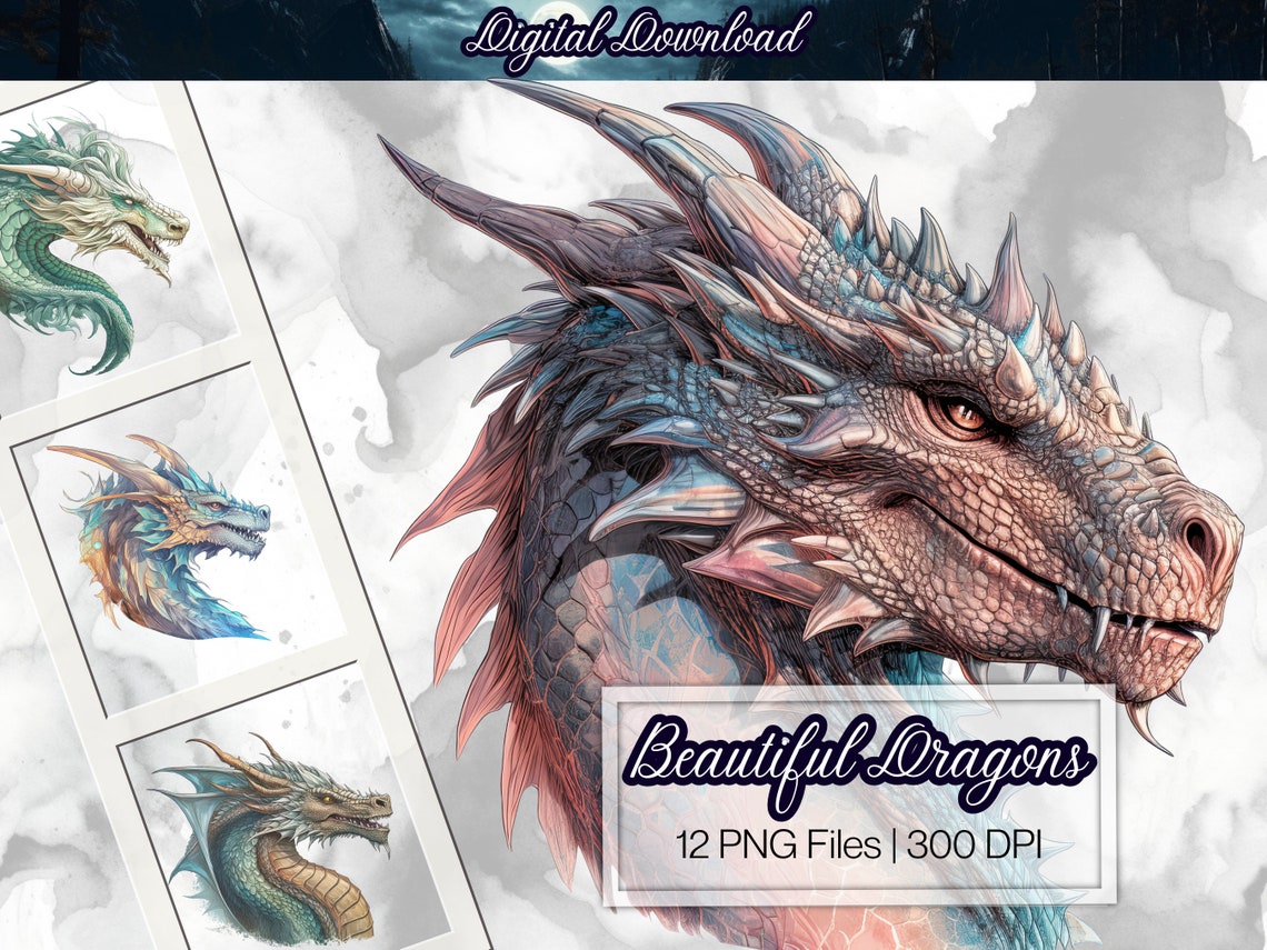 Dragon Clipart Commercial Use PNG 300 DPI for Digital - Etsy