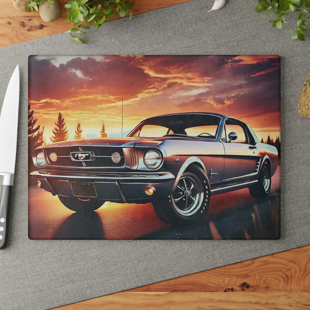 1960s Mustang Cutting Board, Classic Car Decor, Glass Cutting Board ...