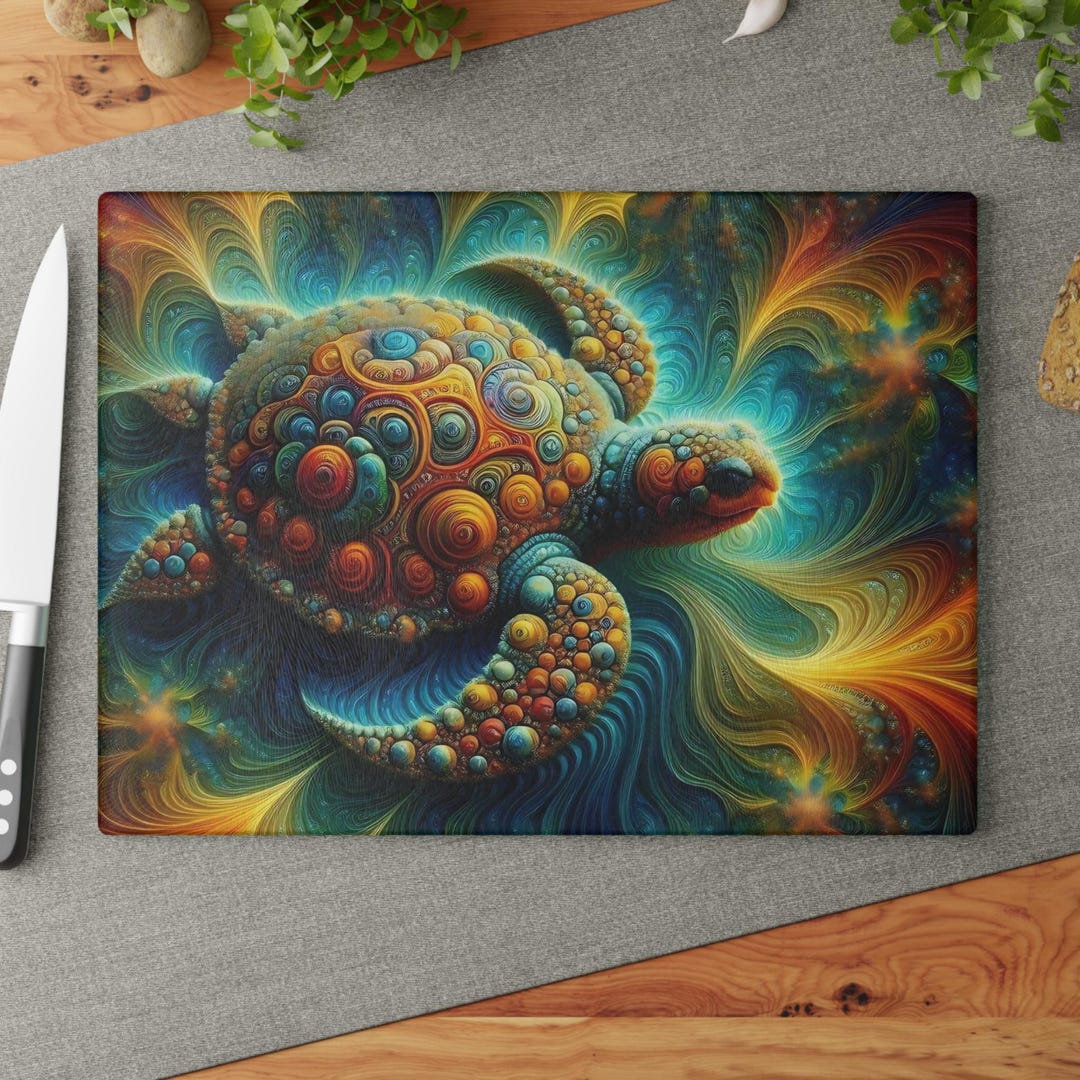 Sea Turtle Cutting Board, Tempered Glass Cutting Board, Charcuterie ...