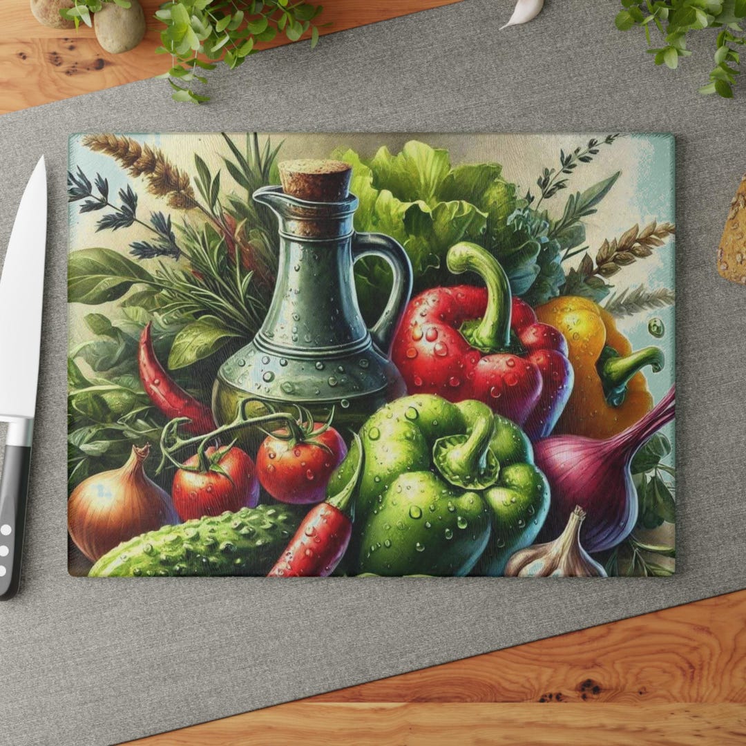 Glass Cutting Board, Vegetable Display, Veggie Board, Elegant Food ...