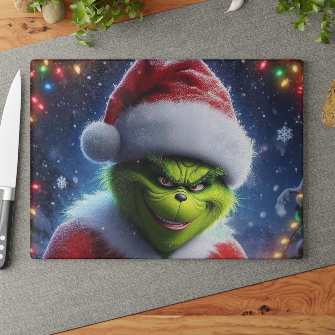 Grinch Cutting Board, Tempered Glass Cutting Board, Charcuterie Board ...