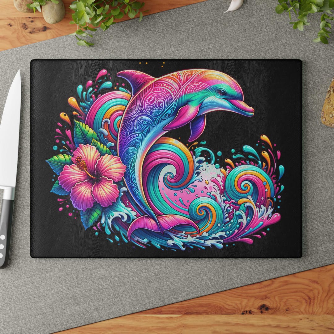 Dolphin Cutting Board, Tempered Glass Cutting Board, Charcuterie Board ...
