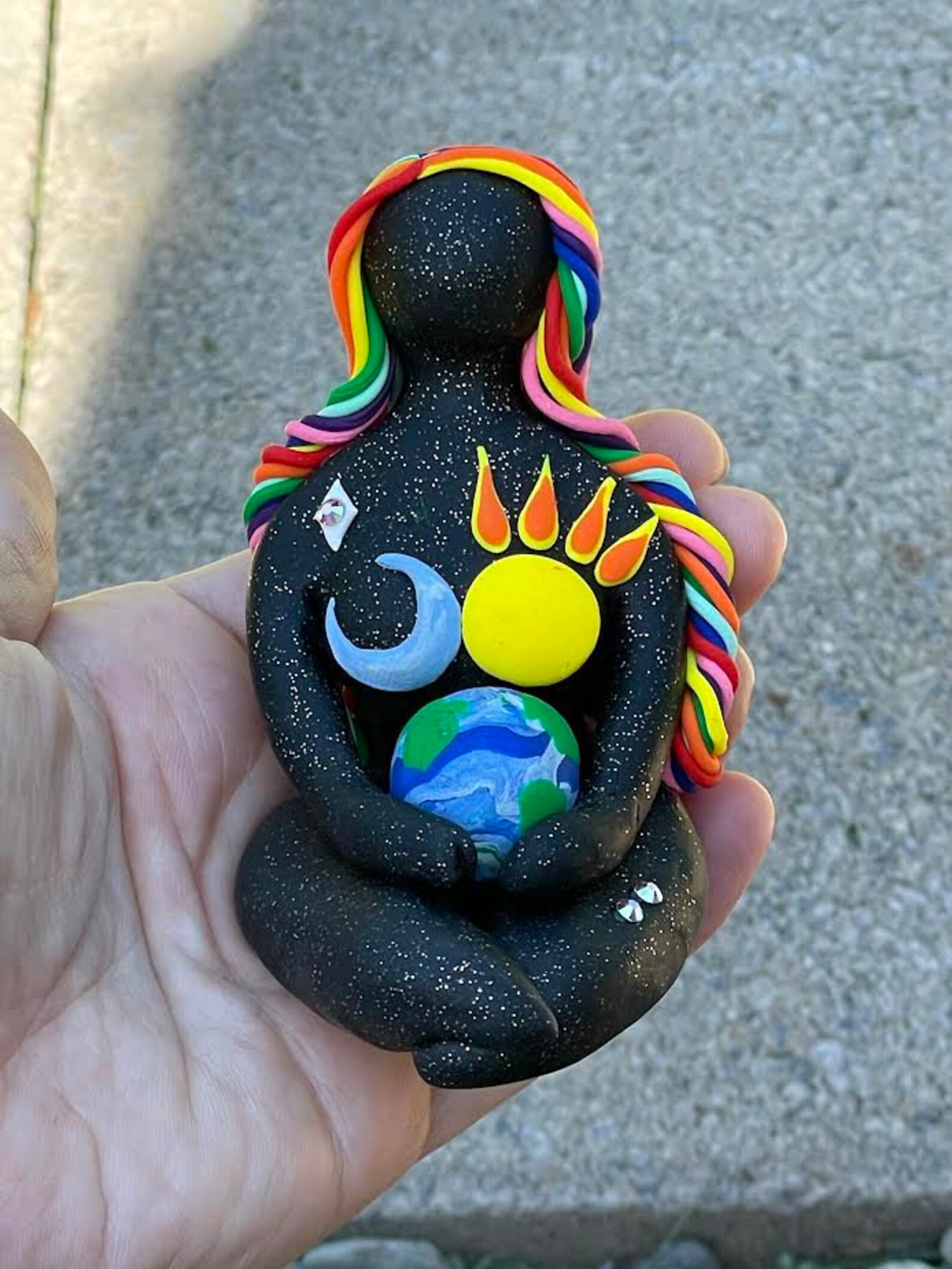 Mother Goddess Universe - Polymer Clay Figurine Divine Feminine Sparkly ...