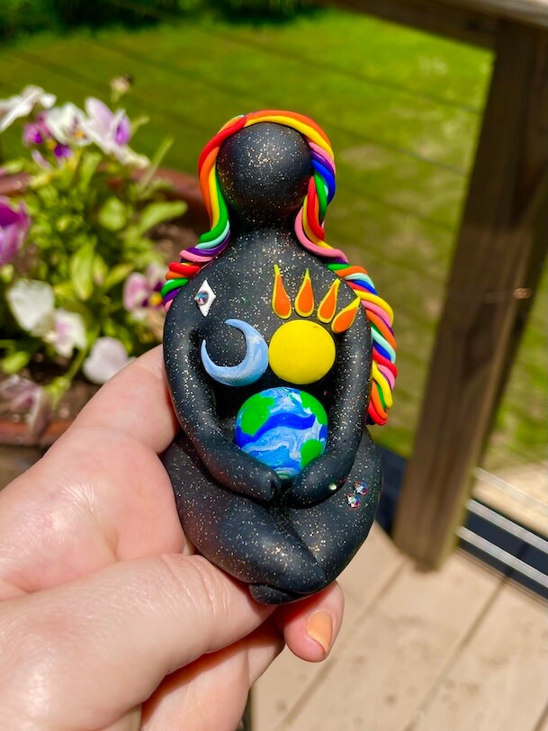 Mother Goddess Universe - Polymer Clay Figurine Divine Feminine Sparkly ...