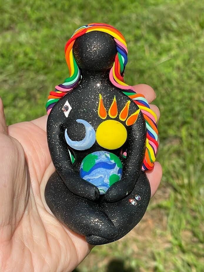 Mother Goddess Universe - Polymer Clay Figurine Divine Feminine Sparkly ...