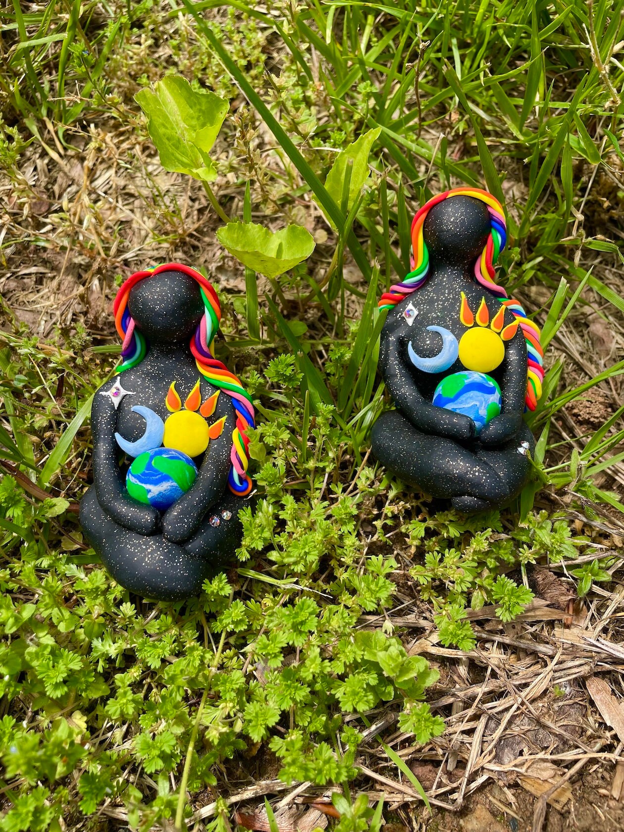 Mother Goddess Universe Polymer Clay Figurine Divine Feminine Sparkly ...