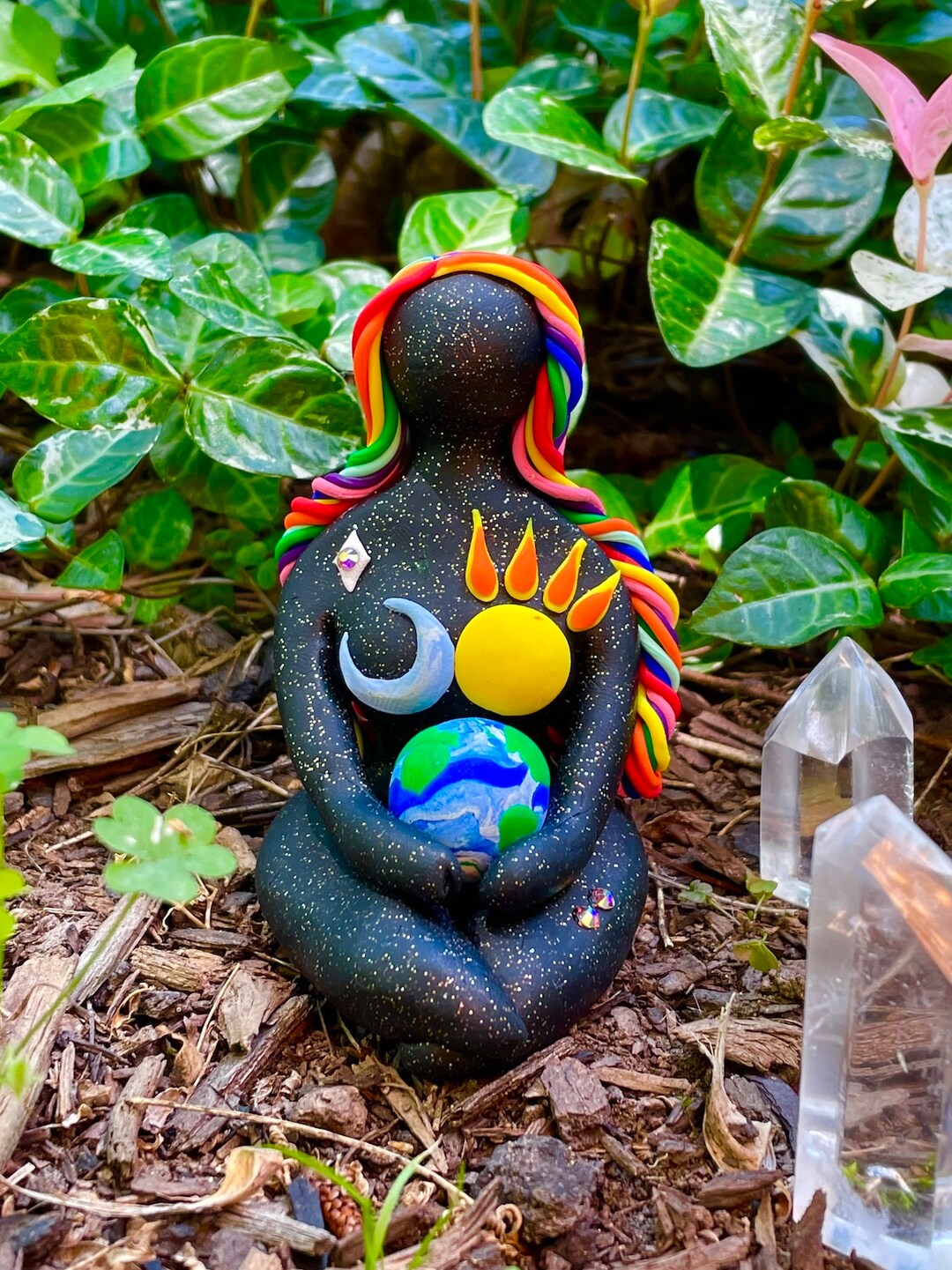 Mother Goddess Universe - Polymer Clay Figurine Divine Feminine Sparkly ...