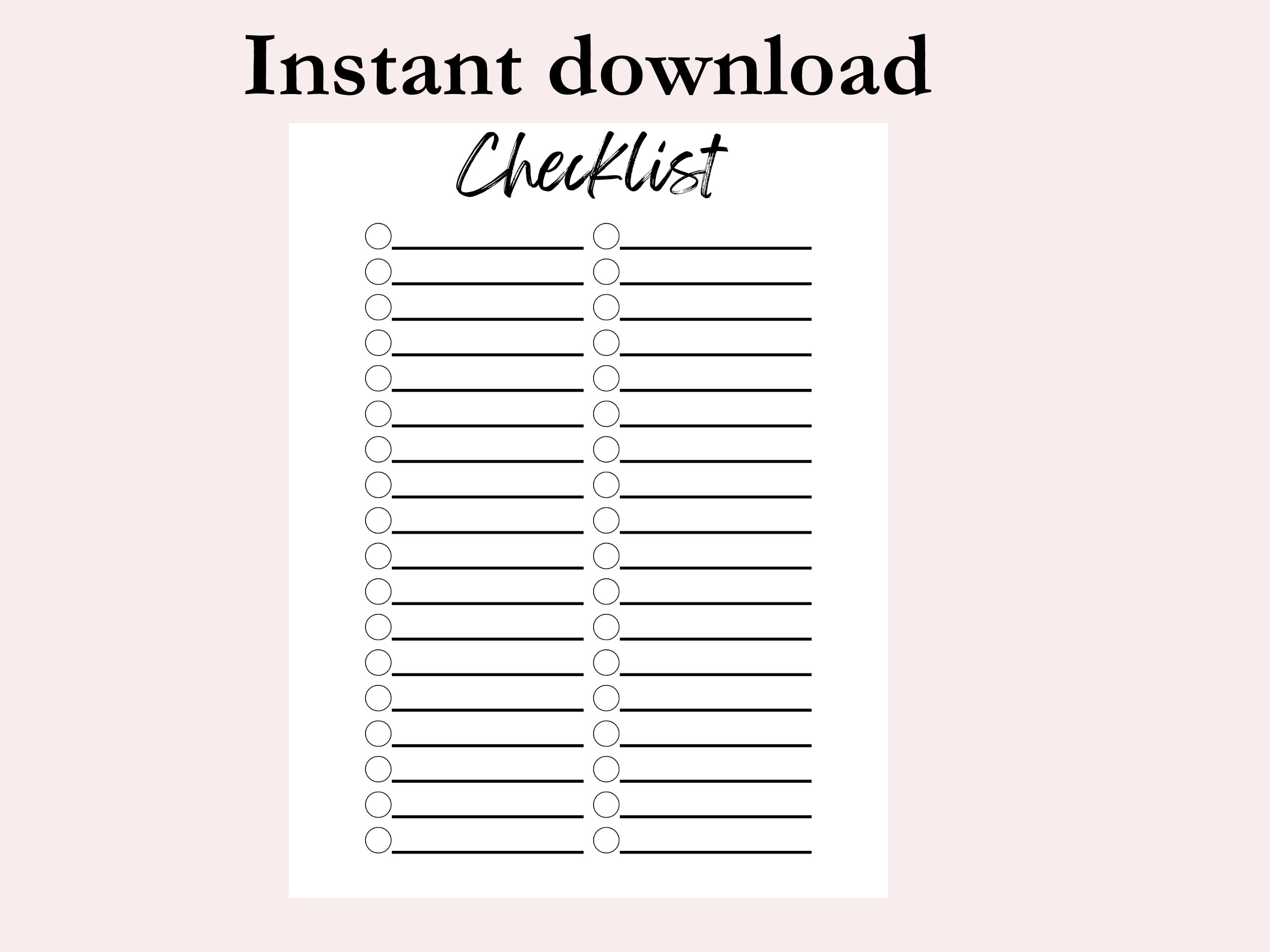 Daily Checklist| Minimalist Checklist,checklist,printable Checklist ...