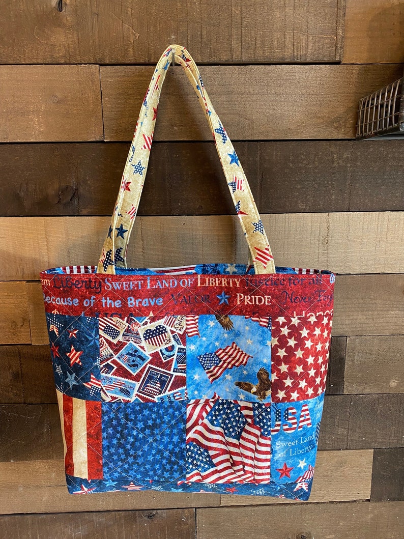 Patriotic Quilted Tote Bag - Etsy