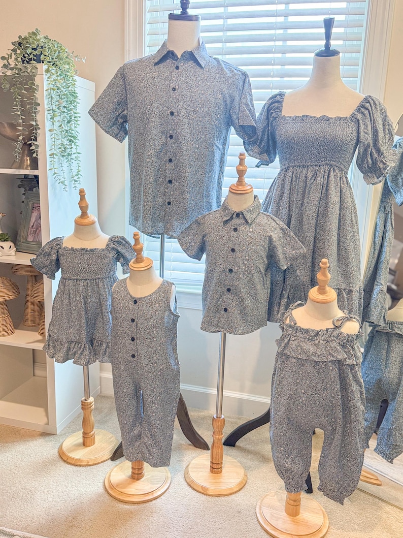 Matching Family Linen Outfit, Blue Floral, Mother's Day - Etsy