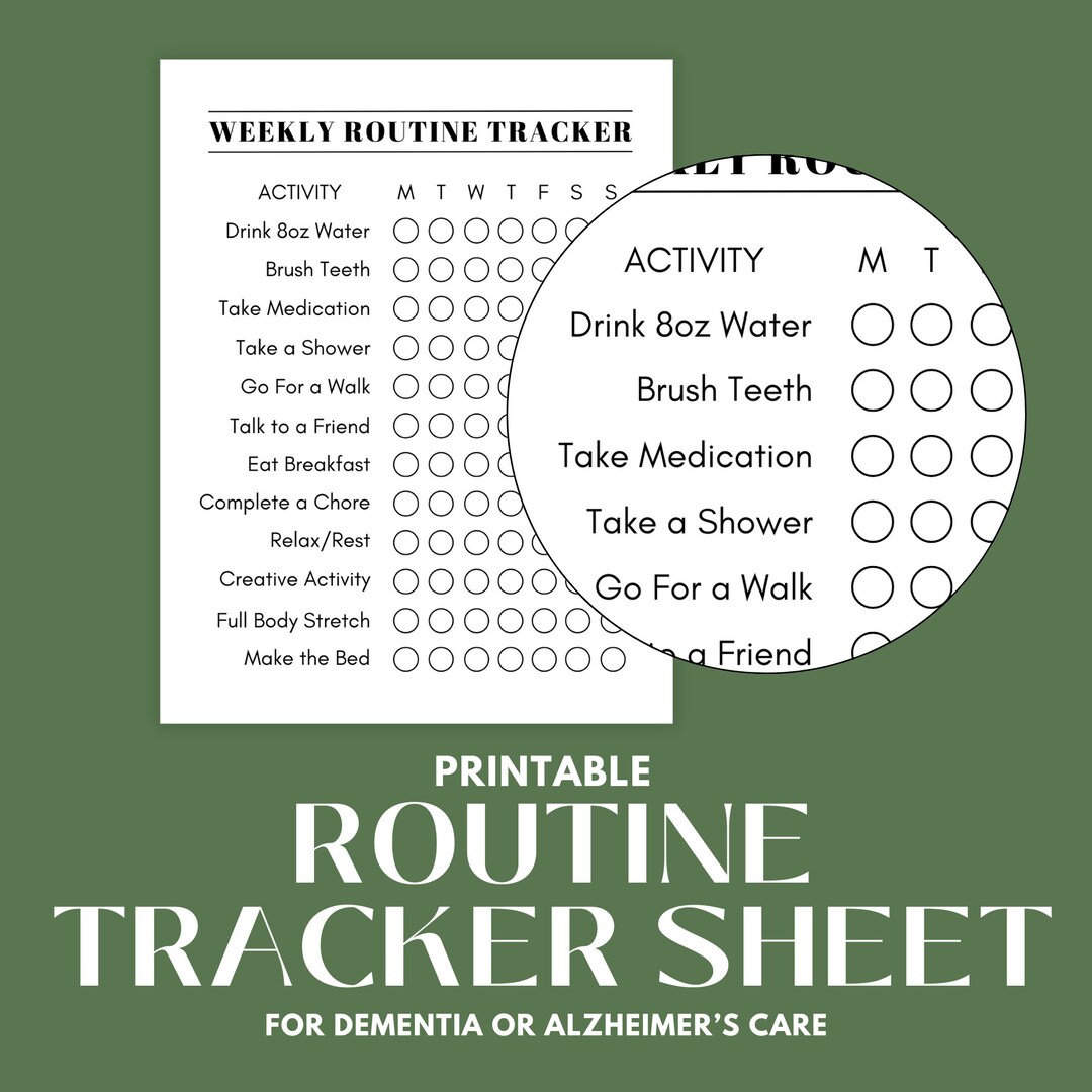 Printable Routine Tracker for Dementia or Alzheimer's Care | US ...