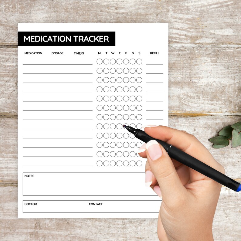 Printable Medication Tracker Sheet | US Letterhead & A4 | Health ...