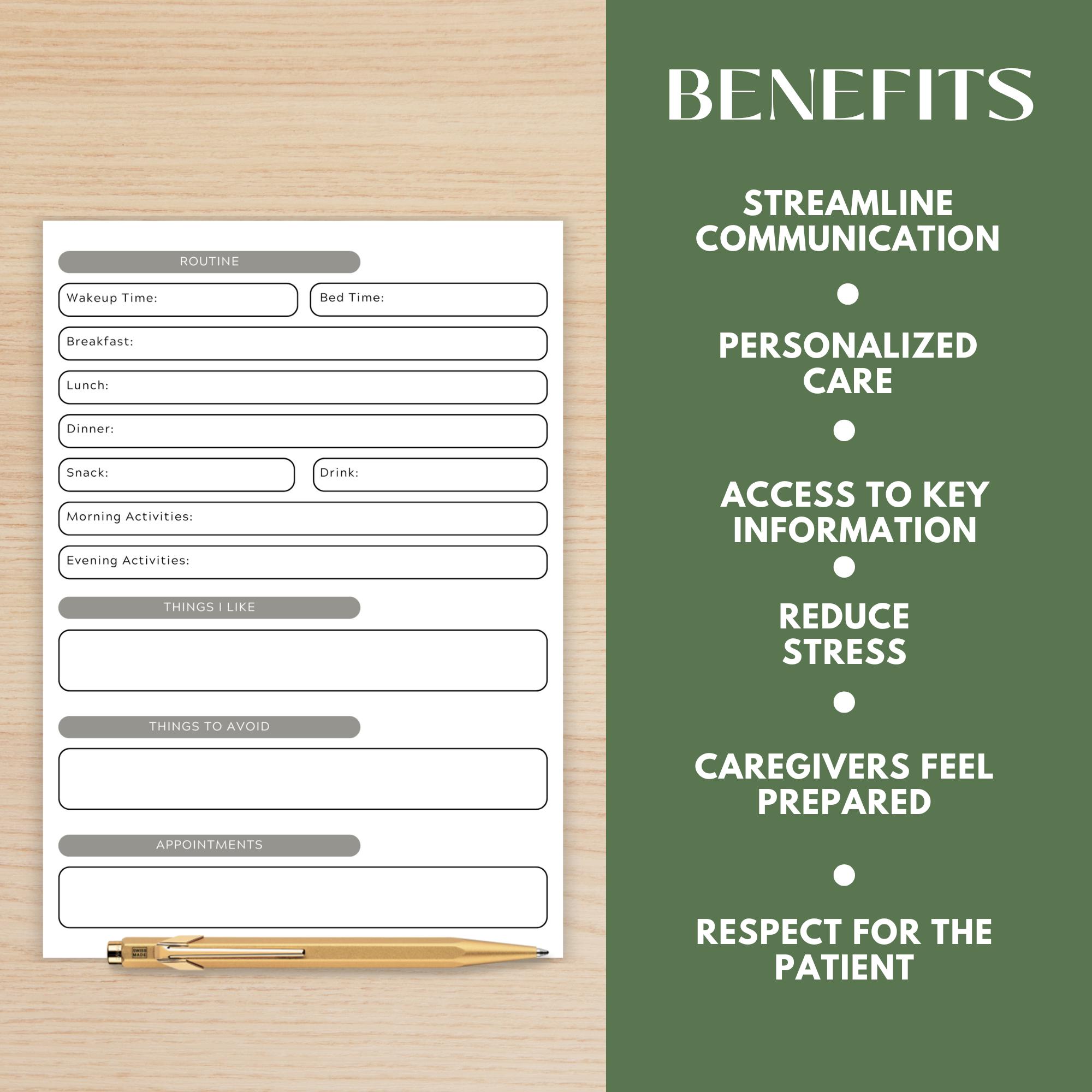 Printable Personalized Care Plan | Caregiver Care Plan Sheet for ...