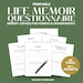 Life Memoir Questionnaire: Guided Journal for Parents & Grandparents ...
