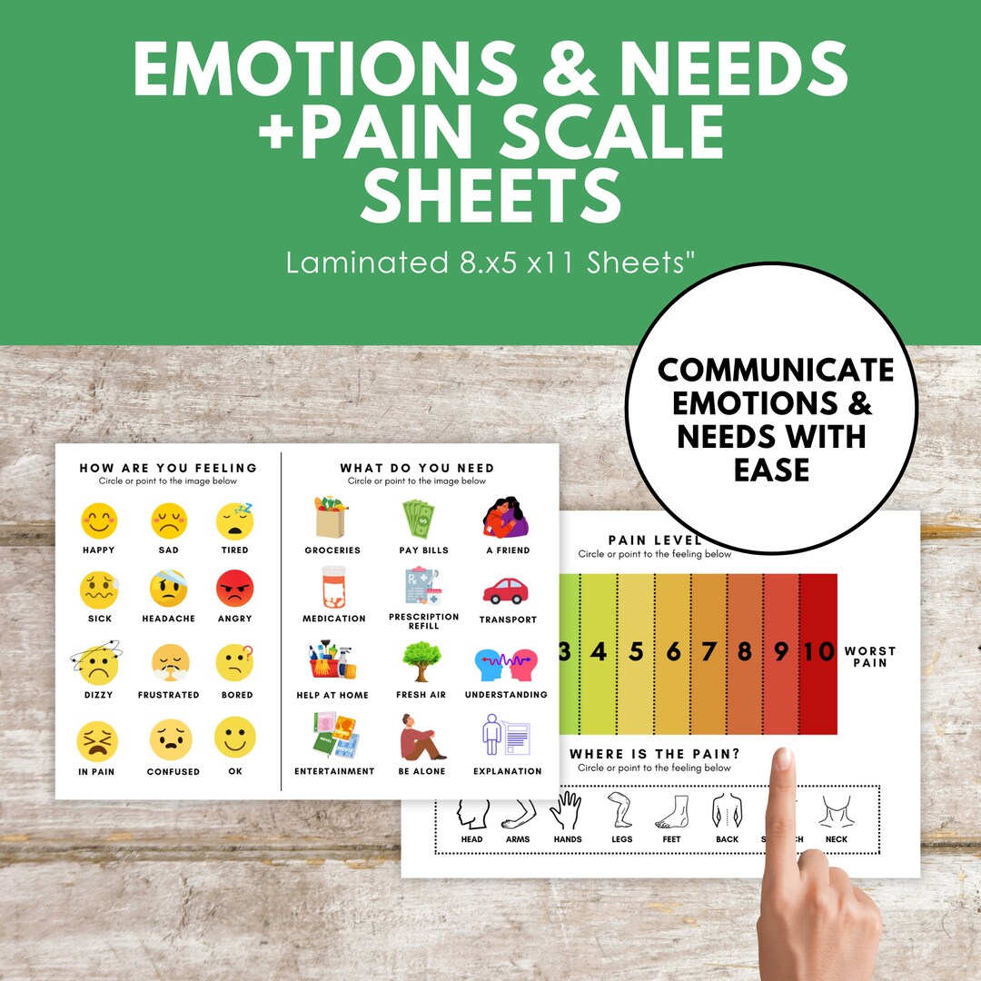 Emotions & Needs Sheet Pain Scale Sheet Non-Verbal Communication Sheets ...